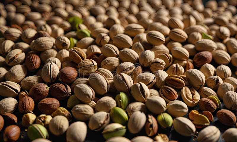 A Close Up of Nuts on a Table with Green Nuts in the Middle. Stock ...