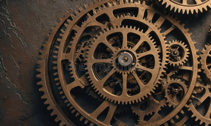 A Close Up of a Set of Gears on a Table. Stock Illustration ...