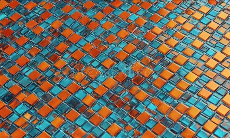 A Tile Floor with a Blue and Orange Pattern. Stock Illustration ...