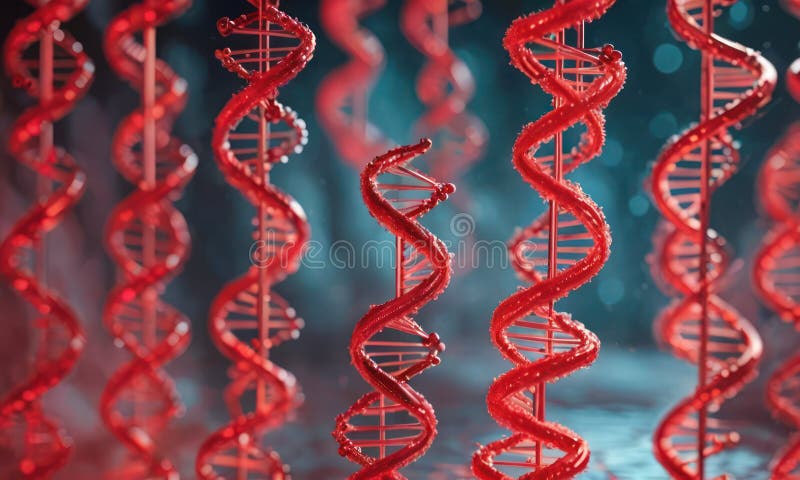 A Close Up of a Red Dna Strand. Stock Illustration - Illustration of ...