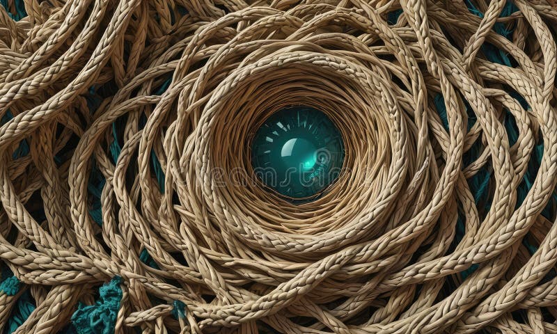 A Close Up of a Piece of Rope with a Green Stone in the Middle. Stock ...