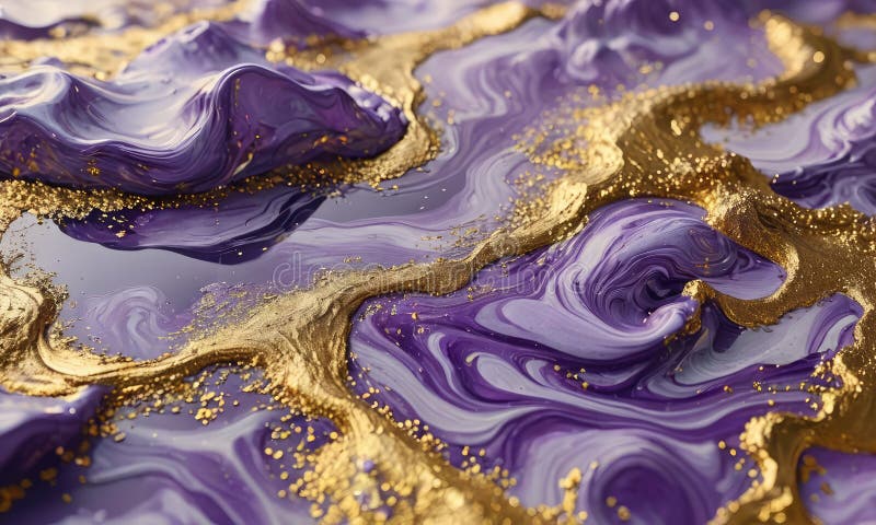 A Purple and Gold Colored Marble with Gold and Purple Swirls. Stock ...