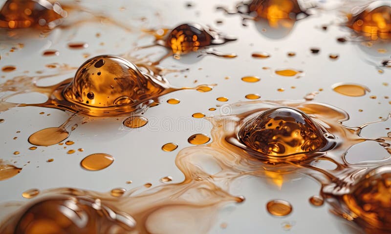 A Close Up of a Liquid with Drops of Liquid on a White Surface. Stock ...