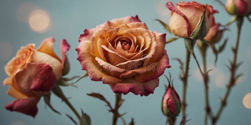 Close-up Visual of Delicate Dried Roses for Creative Decor. Stock Image ...