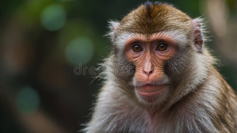 Close Up of a Wild Macaque or Gibraltar Monkey. Stock Illustration ...