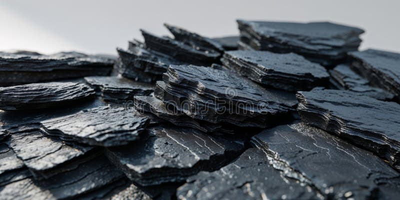 Closeup of Layered Black Rocks with Sharp Rugged Textures and Natural ...