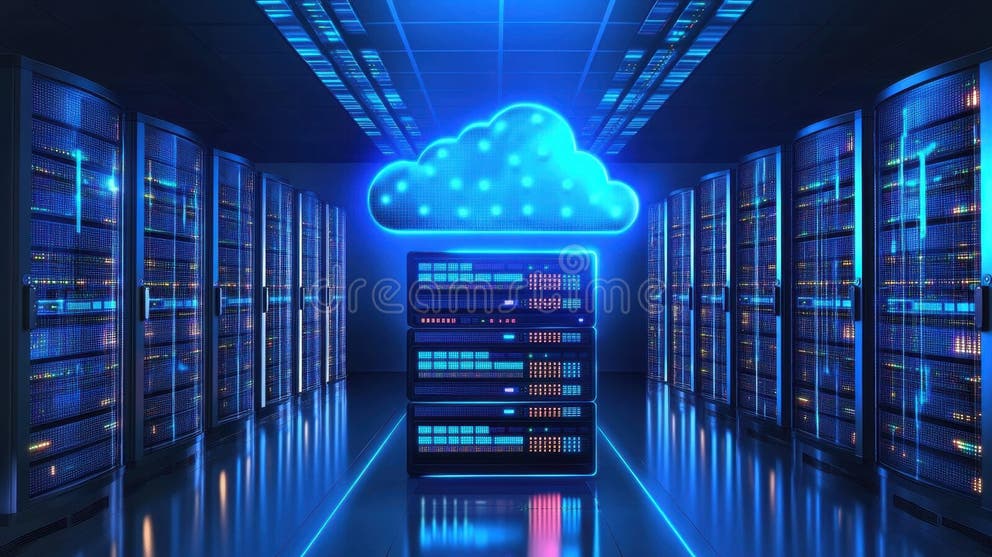 AI-Generated Cloud Server Visualization Stock Illustration ...