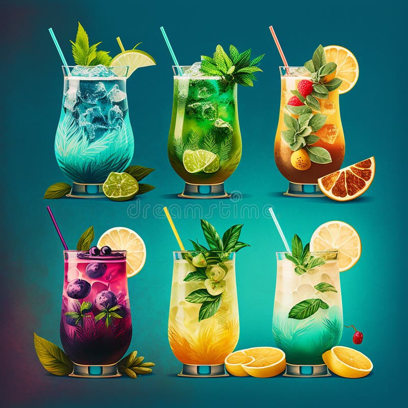 AI generated cocktails stock illustration. Illustration of beverage ...