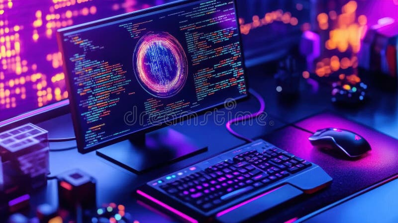 AI-Generated Code Display stock illustration. Illustration of keyboard - 367587259