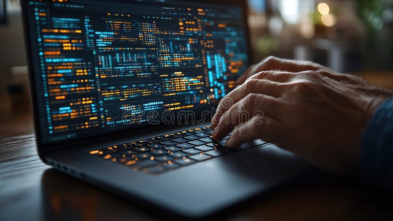 AI-Generated Code on Laptop Stock Illustration - Illustration of lines ...