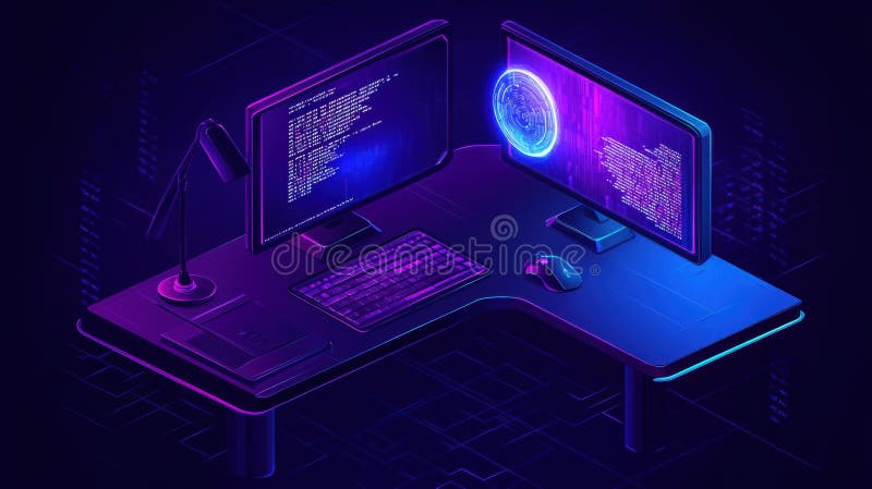 AI-Generated Coding Workspace Stock Illustration - Illustration of ...