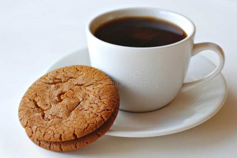 Coffee and Cookie on a White Plate, Creating a Classic and Comforting ...