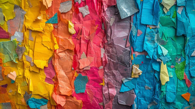 AI Generated. Collage of Colored Paper of Different Shapes and Textures ...