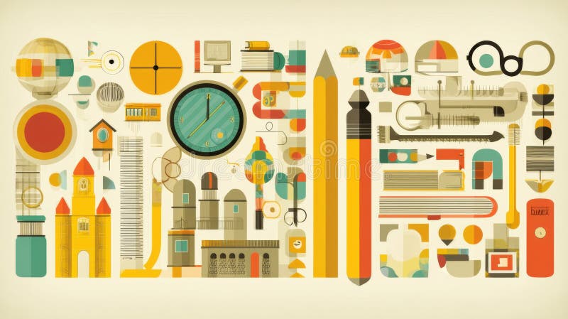 AI-Generated Collage of Objects Stock Illustration - Illustration of ...
