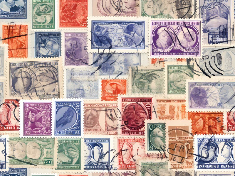 AI-generated Collection of Colorful, Vintage Stamps with Various ...