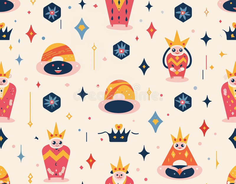 A Collection of Seamless Vector Pattern Including Three Kings, Stars ...
