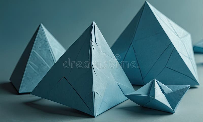 A Blue Pyramid is Sitting on a Table Next To Other Blue Pyramids. Stock ...