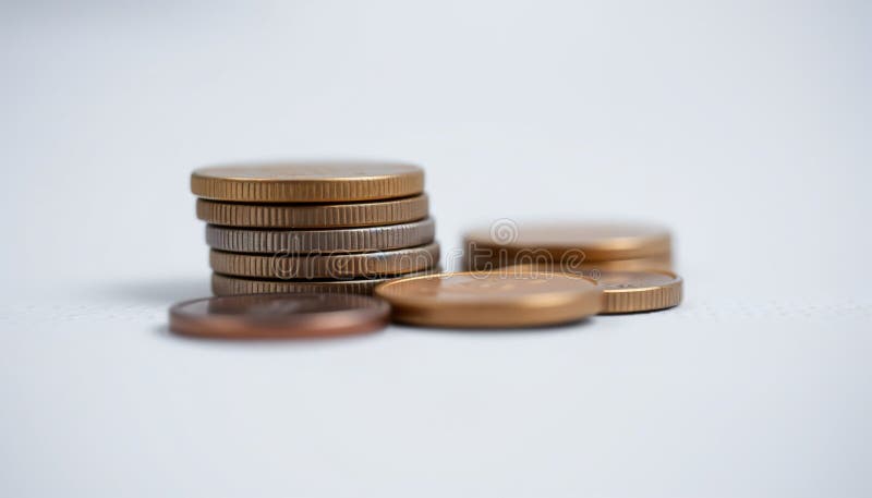 AI-generated Collection of Various Coins on a Plain White Background ...