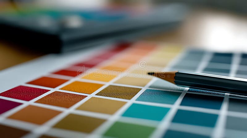 AI-generated Color Swatch with a Pencil, Showcasing a Vibrant Array of ...