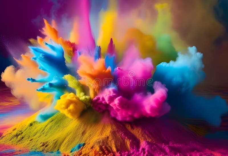 Colored Powder Explosion. Abstract Closeup Dust on Backdrop Stock ...