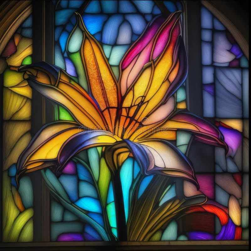 AI Generated Colored Stained-glass Stock Illustration - Illustration of ...
