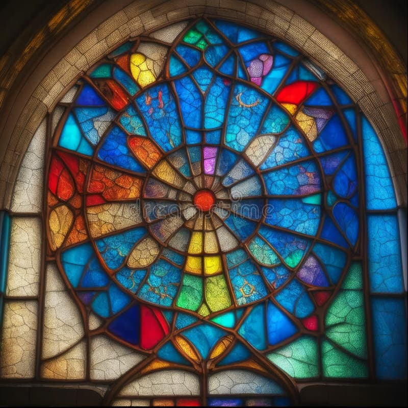AI Generated Colored Stained-glass Stock Illustration - Illustration of ...