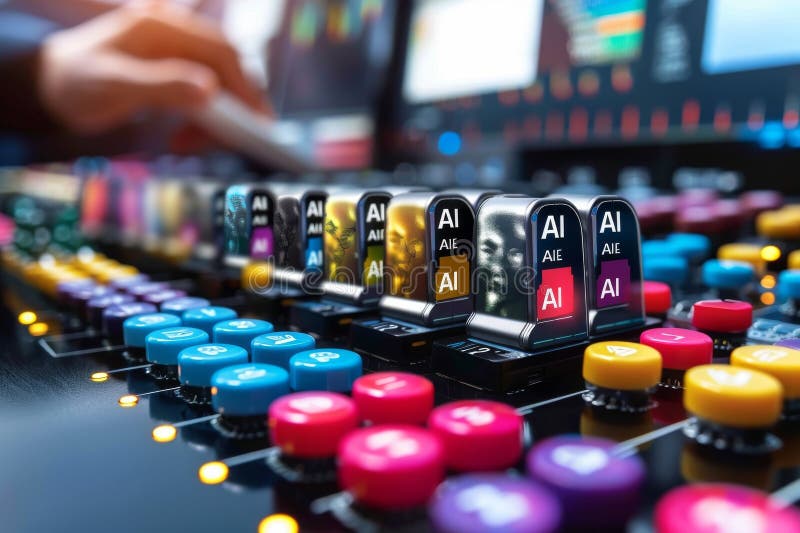 Colorful Control Panel with AI Buttons, Illustrating the Interface of ...