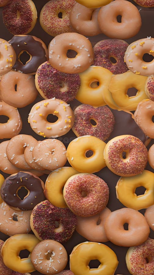 AI Generated Colorful Donuts Background. Top View. Flat Lay Stock ...
