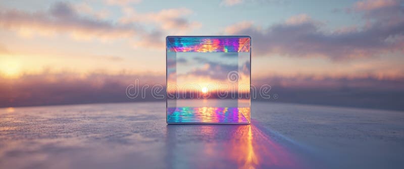 Colorful Light Reflection Glass Cube Surface Sunset Stock Photos - Free ...