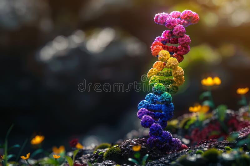 Colorful Molecular Structure on a Rocky Surface, Illustrating the ...