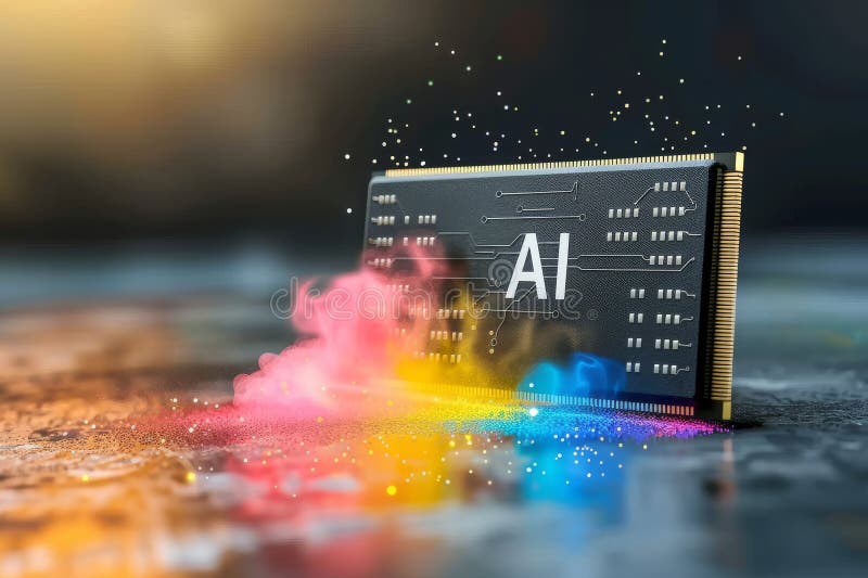 Colorful Powder Explosion with AI Text, Digital Innovation, Modern ...