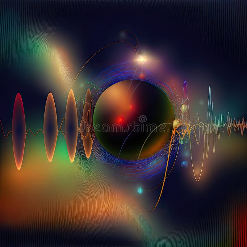 In Outer Space, Waves of Energy and a Planet Stock Illustration ...