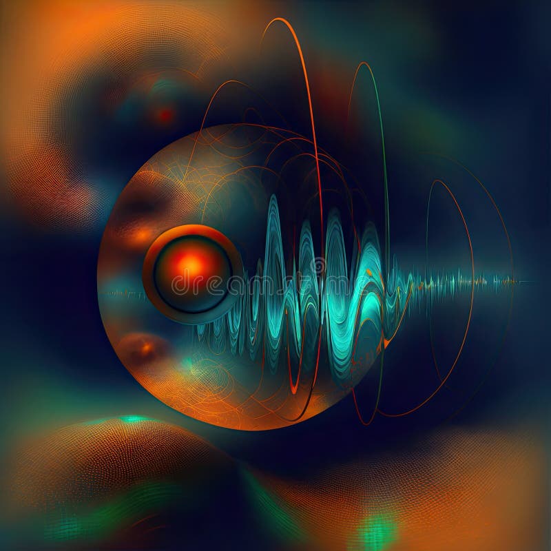 In Outer Space, Waves of Energy and a Planet Stock Illustration ...