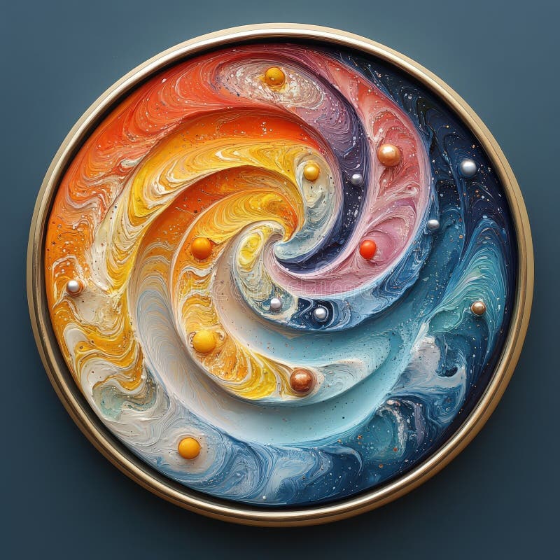 Colorful Swirl Resembling Galaxy with Planets Stock Image - Image of ...