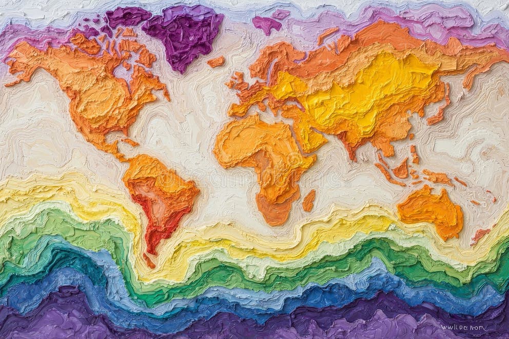 Colorful Topographic Map Inspired Abstract Digital Artwork with Layered ...