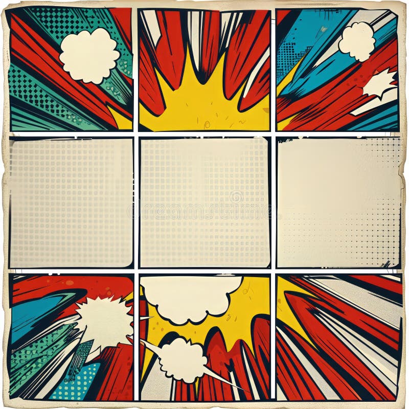 AI generated comic panels stock illustration. Illustration of frame ...