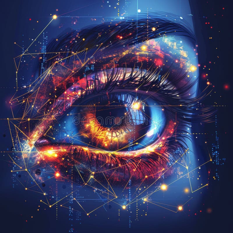 Complex Cyborg Eye with Reflective Lens, Showcasing Advanced Robotics ...