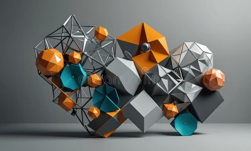 A Collection of Different Colored Cubes and Balls are Arranged in a Pattern. Stock Illustration ...