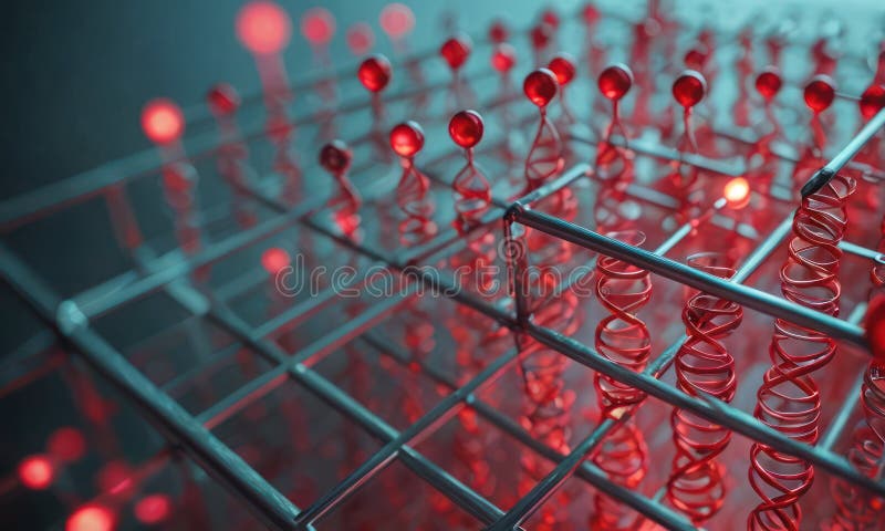 A Close Up of a Red Wire Mesh with Red Balls on it. Stock Illustration ...