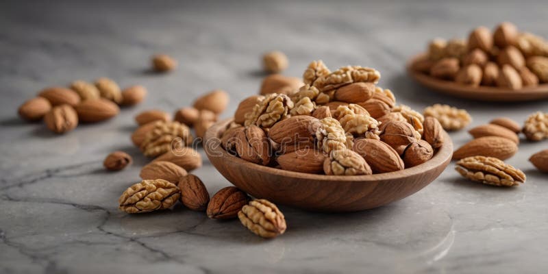 Composition of Healthy Nuts with Walnut Cracker on Marble. Stock Image ...
