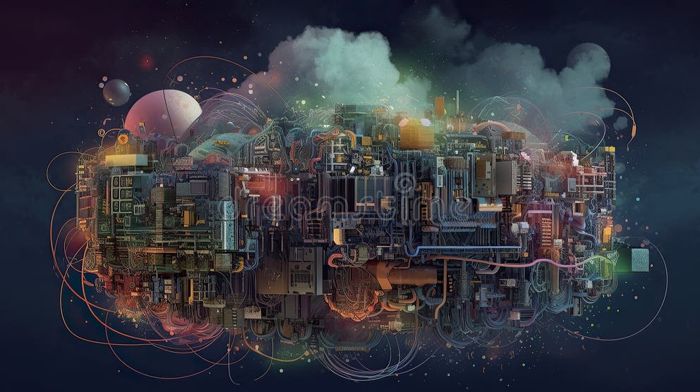 AI-generated Conceptual Cloud Networking and Computing, Showcasing the ...