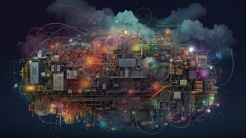 AI-generated Conceptual Cloud Networking and Computing, Showcasing the ...