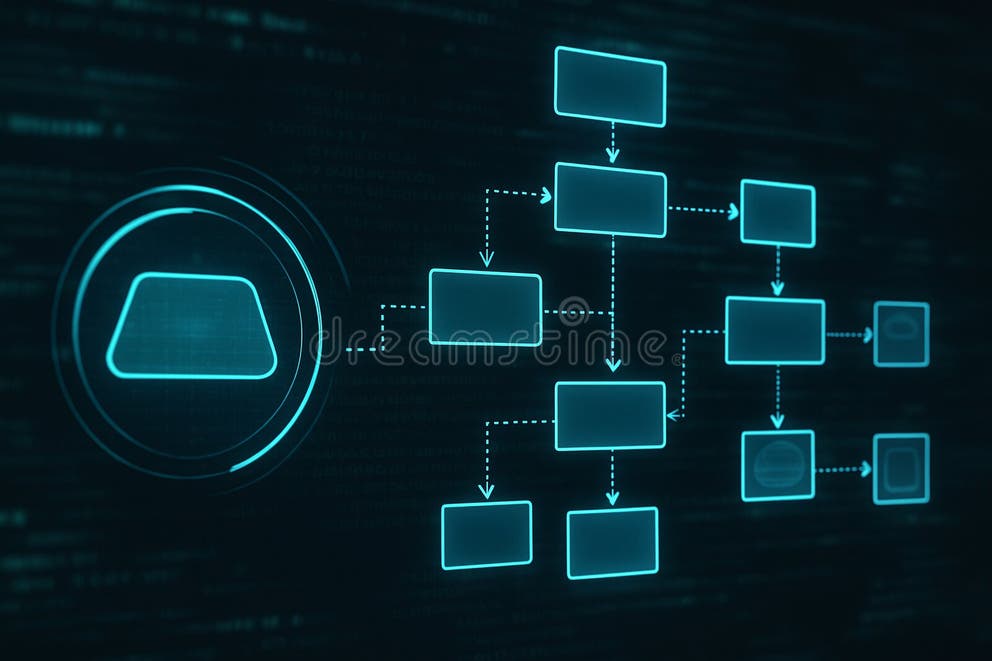 AI Generated Conceptual Image of Glowing Digital Flowchart Representing ...