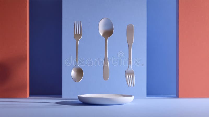 AI Generated. Conceptual Still Life with Cutlery Symmetrically Arranged ...
