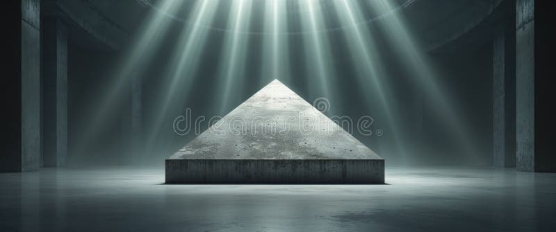 A Concrete Triangle Illuminated by Celestial Light within a Room Stock ...