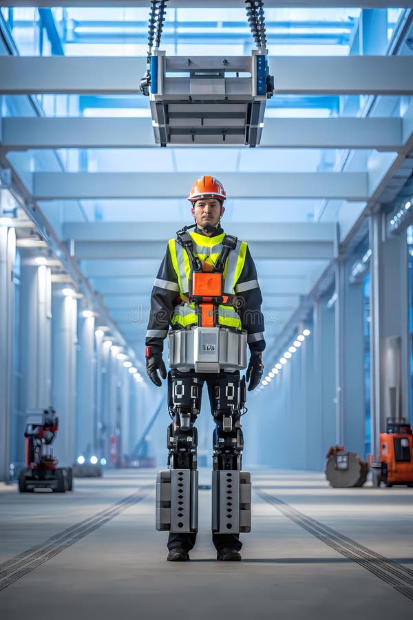 AI Generated Construction Worker Using Robotic Exoskeleton Lift Stock ...