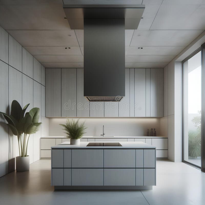 AI Generated Modern Kitchen Interior and Home Property Image. Stock ...