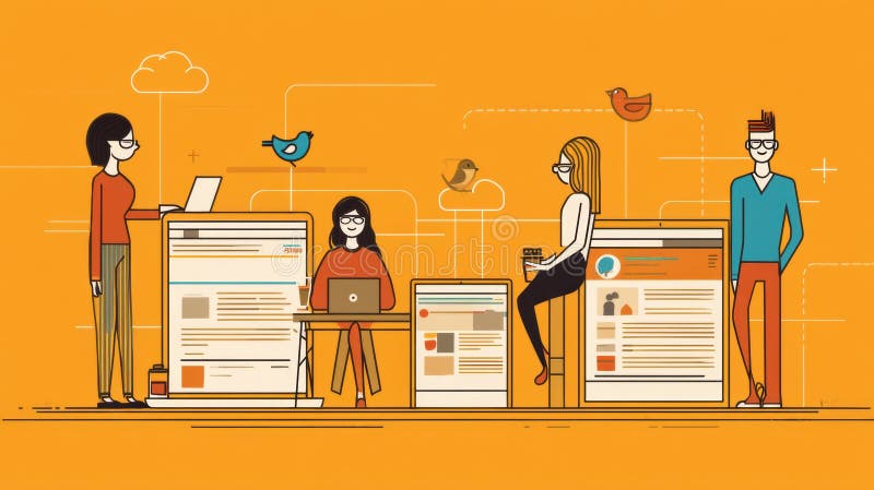 AI-Generated Content Creation Team Stock Illustration - Illustration of ...