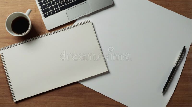 AI Generated Copy Space Image of Empty Paper on Working Desk Stock ...