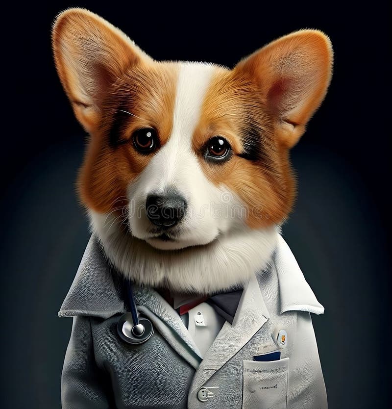 AI Generated Corgi Dog in Doctor Uniform Stock Image - Image of ...